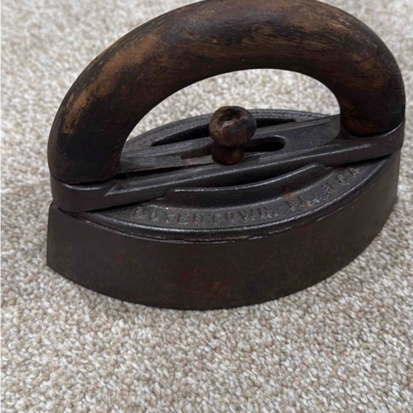 Other | Vintage Sad Iron With Wooden Handle Accessory | Poshmark